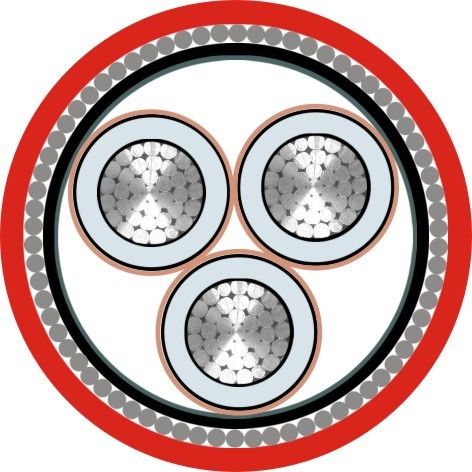 High Voltage XLPE Insulated 3 Phase Armoured Cable With Copper Tape Screen