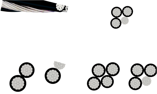 Custom AL / PE Insulated Aerial Bunch Cable 3 Core IEC 60502 Certification