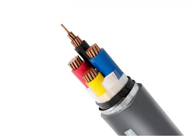 Black PVC Insulated Cables 4+1 Core Steel Tape Armoured VV22 Electrical ...